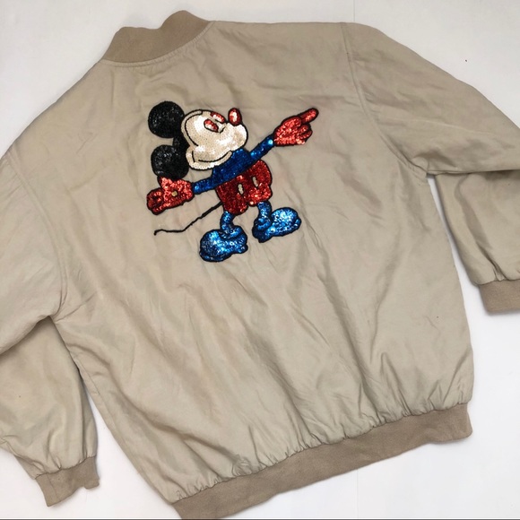 Vintage | Jackets & Coats | Vintage Mickey Mouse Sequin Bomber Zip Vtg ...